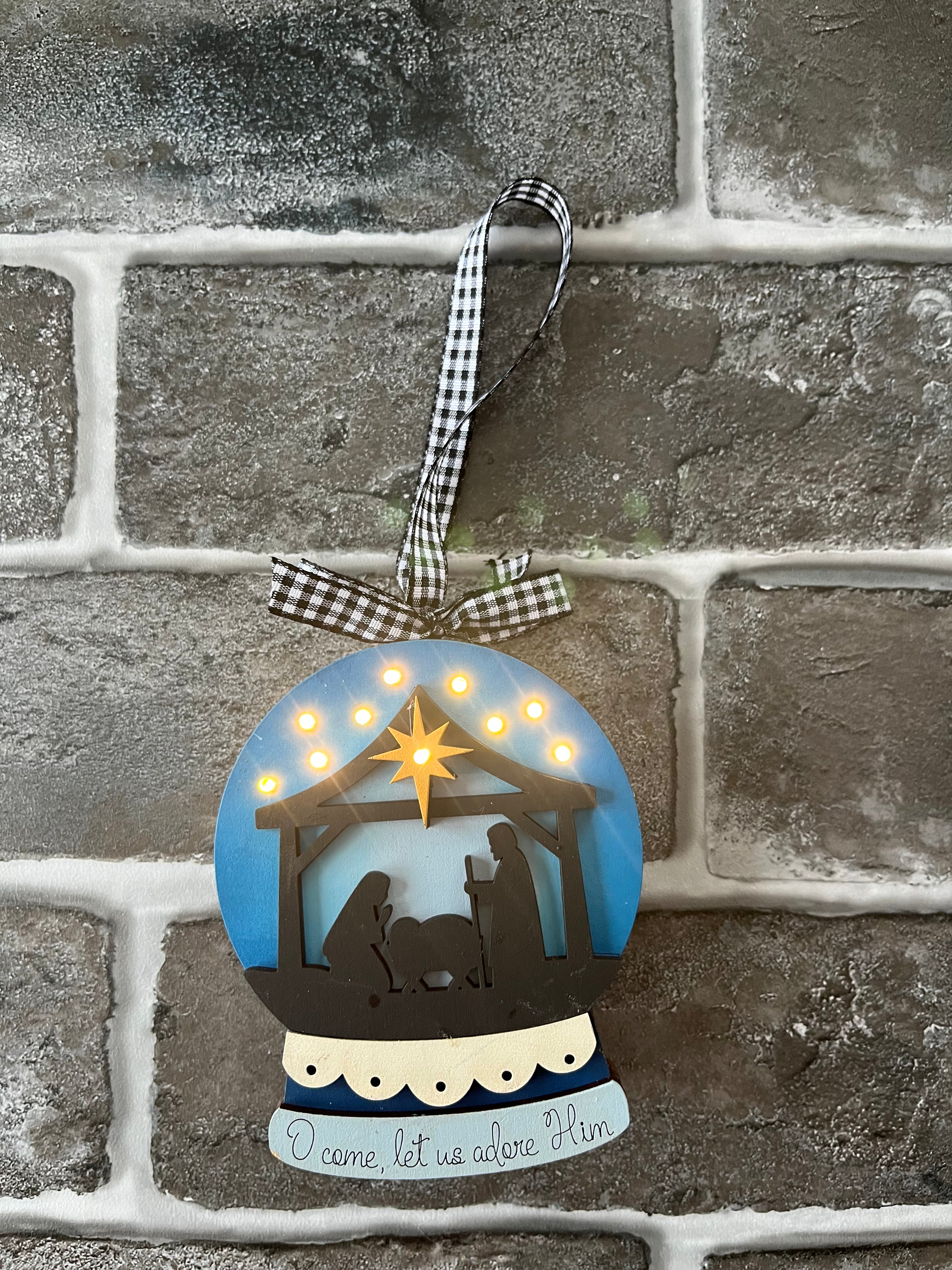 Manger Nativity Lighted Snow Globe Ornament – Coolspring Studio